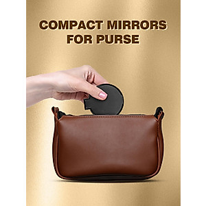 Qislee Compact Mirror Bulk, Round Makeup Mirror for Purse, Set of 4 (Black)