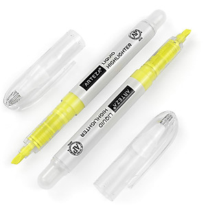 ARTEZA Liquid Highlighter Pens, Set of 12, Narrow Chisel Tip, Bulk Pack of Yellow Highlighters, Office Supplies for Bullet Journal, Notes, or Books