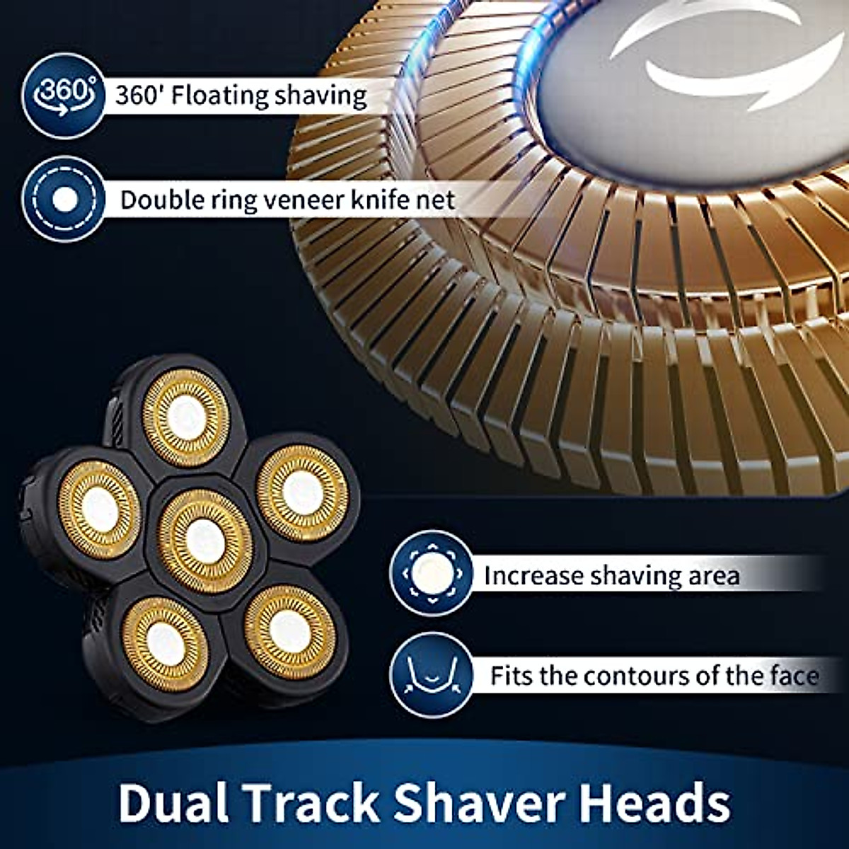 VOTMONI Head Shavers for Men 6D Electric Rotary Shaver Multifunctional Mens Bald Head Shaver Cordless Electric Razor for Men Waterproof Head Shaver Rechargeable Razors for Balding Man
