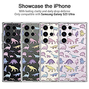 Bicol Galaxy S23 Ultra Case - Cute Dinosaurs Design, 16ft Drop Tested, Durable TPU Bumper for Women & Girls