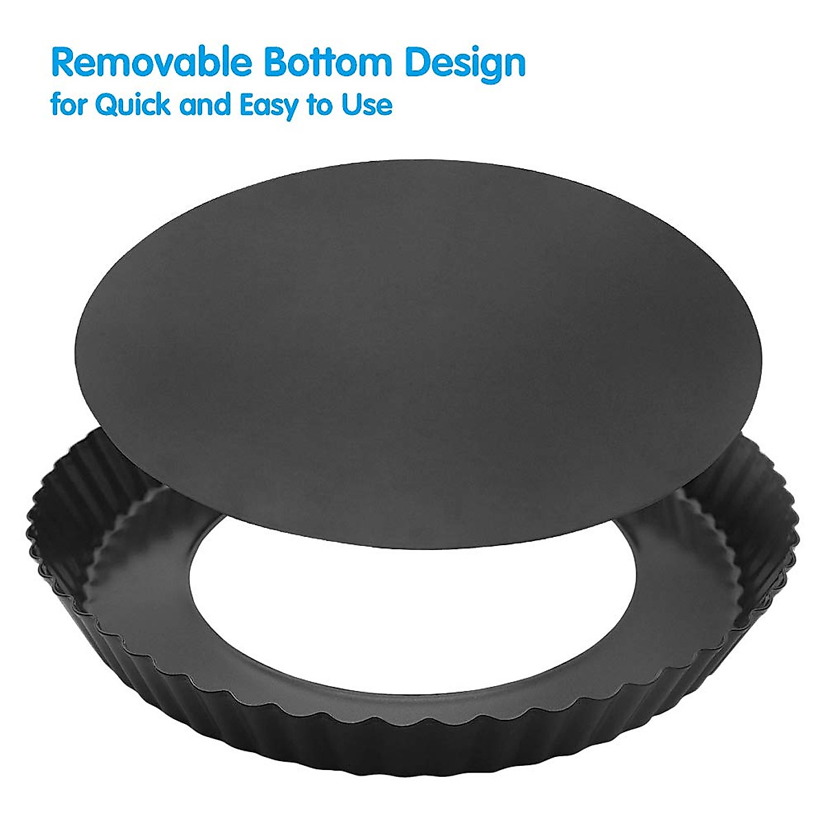 Quiche Tart Pan - 8Inch Non-stick Removable Loose Bottom Quiche Pan, Fluted Round Tart Pie Pan, Carbon Steel