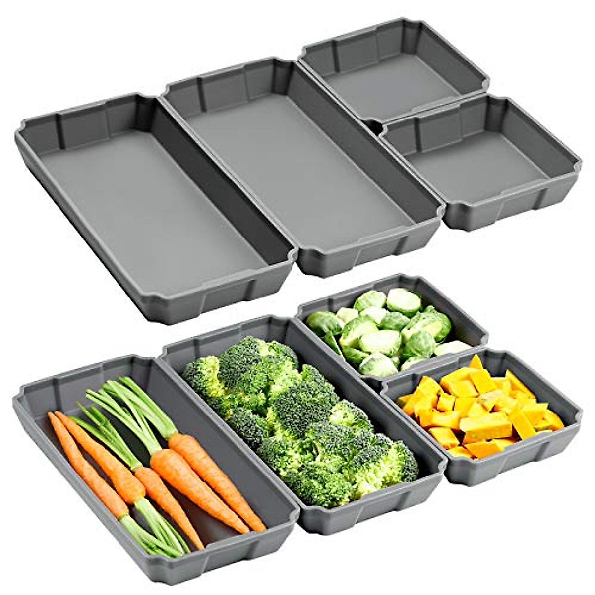 Silicone Sheet Pan Set, XOMOO Extra large size 8 PCS Nonstick Silicone Dividers for Baking Trays, Baking Pan Dividers, Baking Cooking Accessories for Oven Dinner Prep, Dishwasher Safe Air Fryer Safe