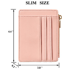 Sodsay Card Case Slim Front Pocket Wallet for Women Credit Card Holder with Keychain(Smooth Pink Lotus)