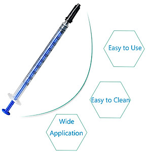 100 Pack Plastic Syringe with Cap, 1ml 1cc Syringe without Needle, Non-Sterile, Not for Injection