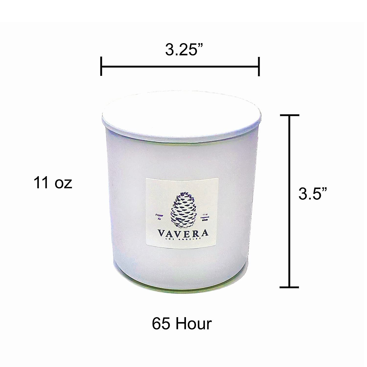 VAVERA Fraser Fir Long Burning Wooden Wick Natural Soy Luxury Pine Scented Candles (11oz/60 hr/Matte White Jar). Smells Like Real Pine Tree! Vegan Soy Candles Hand-Crafted in The USA.