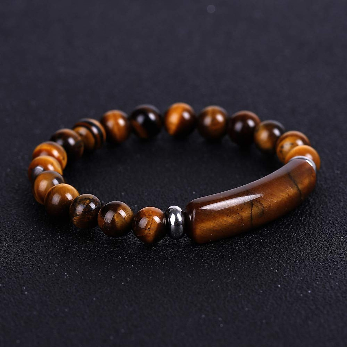 FORUBUS Natural Stone Beaded Bracelet Aventurine Jade Tiger Eye Agate Beads Stretch Bracelet for Women Men Jewelry-tiger eye