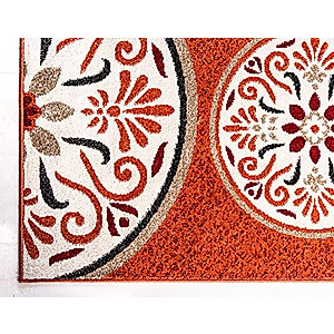 Unique Loom Outdoor Modern Collection Area Rug (4' 1" x 6' 1" Rectangle, Terracotta/ Burgundy)