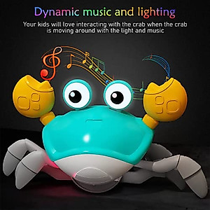 Crawling Crab Baby Toy Gifts, Infant Tummy Time Toys Crawling Toys with LED Light Up USB Rechargeable Dancing Toys for Toddler Crab Crawling Toys with Music for 0-6 6-12 3+ Year Old Boys Girls Toddler