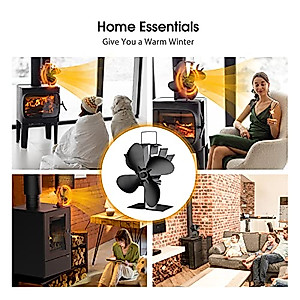 dskaoo Wood Stove Fan Heat Powered Non Electric, 4 Blades Fireplace Fan Save Energy, Efficient Heat Distribution, Quiet Wood Burning Stove Fan Thermal Fan for Buddy Heater/Gas Stove