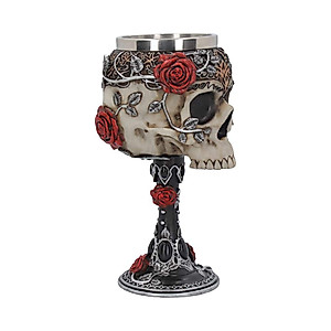 Nemesis Now B4327M8 Gothic Roses Goblet 18cm Black, Resin w/stainless steel insert, One Size