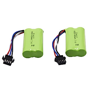 Blomiky 2 Pack 7.4V 2S 600mAh Li-ion Rechargerable Battery with SM-4P Plug and Charger Cable Compatible with Some Water Ball Blasters and DE85 RC Cars/JF-71A Battery