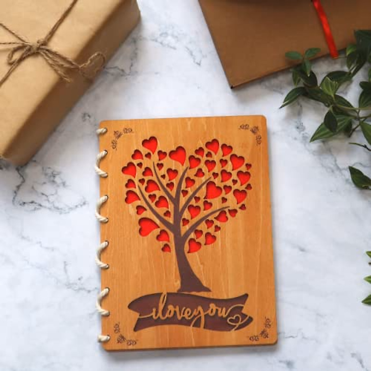 DEPLEE Heart Tree Wooden Cards, Anniversary Card for Her with Romantic Wood Card Design, Love Wood Greeting Card, Happy Anniversary Card Wood, Birthday Cards for Women, Mothers, Wife, Mom |6x8 in