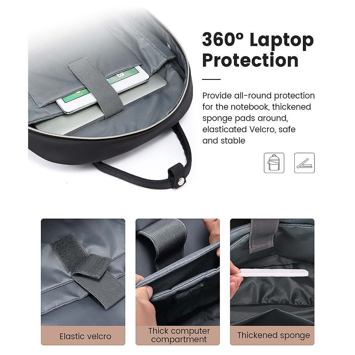 LOVEVOOK Laptop Backpack for Women, 17.3 Inch, Water Resistant, Lightweight, USB Charging, Quilted Commuter Backpack, Black