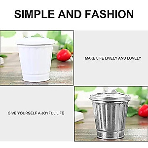 2pcs Mini Garbage Can IMIKEYA Table Trash Can Recycling Metal Counter Top Garbage Bin Small Paper Basket