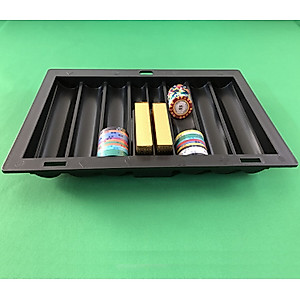 Yuanhe Poker Chip Tray Rack - Blackjack Casino Poker Table Dealer Chips Tray with 2 Card Slots, 350-Chip Capacity