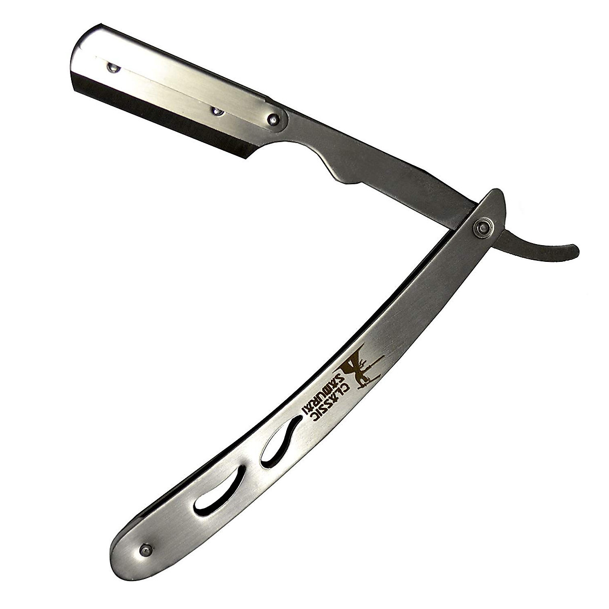 Classic Samurai CS-102 Stainless Steel Professional Barber Straight Edge Razor with 15 Astra Double Edge Razor Blades (Silver + 15 Astra Blades)