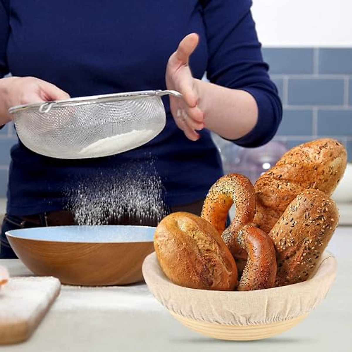 5PCS Round Bread Proofing Basket Cloth Liner,8.3/9.8/11Inch Liner Cloth for Bread Basket,Kitchen Baking Bread Tools (C 11Inch)