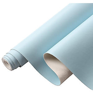 Picheng Smooth Solid Color Faux Leather Sheets 13.8"X53"(35cmX135cm),Soft Faux Leather Roll Very Suitable for Making Crafts,Leather Earrings, Bows,Sewing DIY Projects (Light Blue)