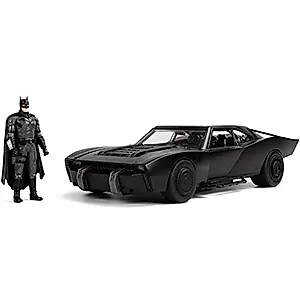 Jada Toys DC Comics The Batman 1:18 Batmobile with Lights Die-cast Car & 3.75" Batman Figure, Toys for Kids and Adults,Black