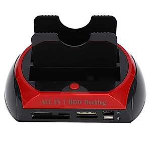 Linel Hard Drive Docking Station-2.5 /3.5 Inch SATA IDE HDD Dual Slots Hard Drive Enclosure Hard Drive Dock with All in One Hard Drive Reader USB 2.0 Hub Us Plug
