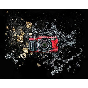 Olympus Tough TG-6 Waterproof Camera, Red -16GB Basic Bundle (Renewed)