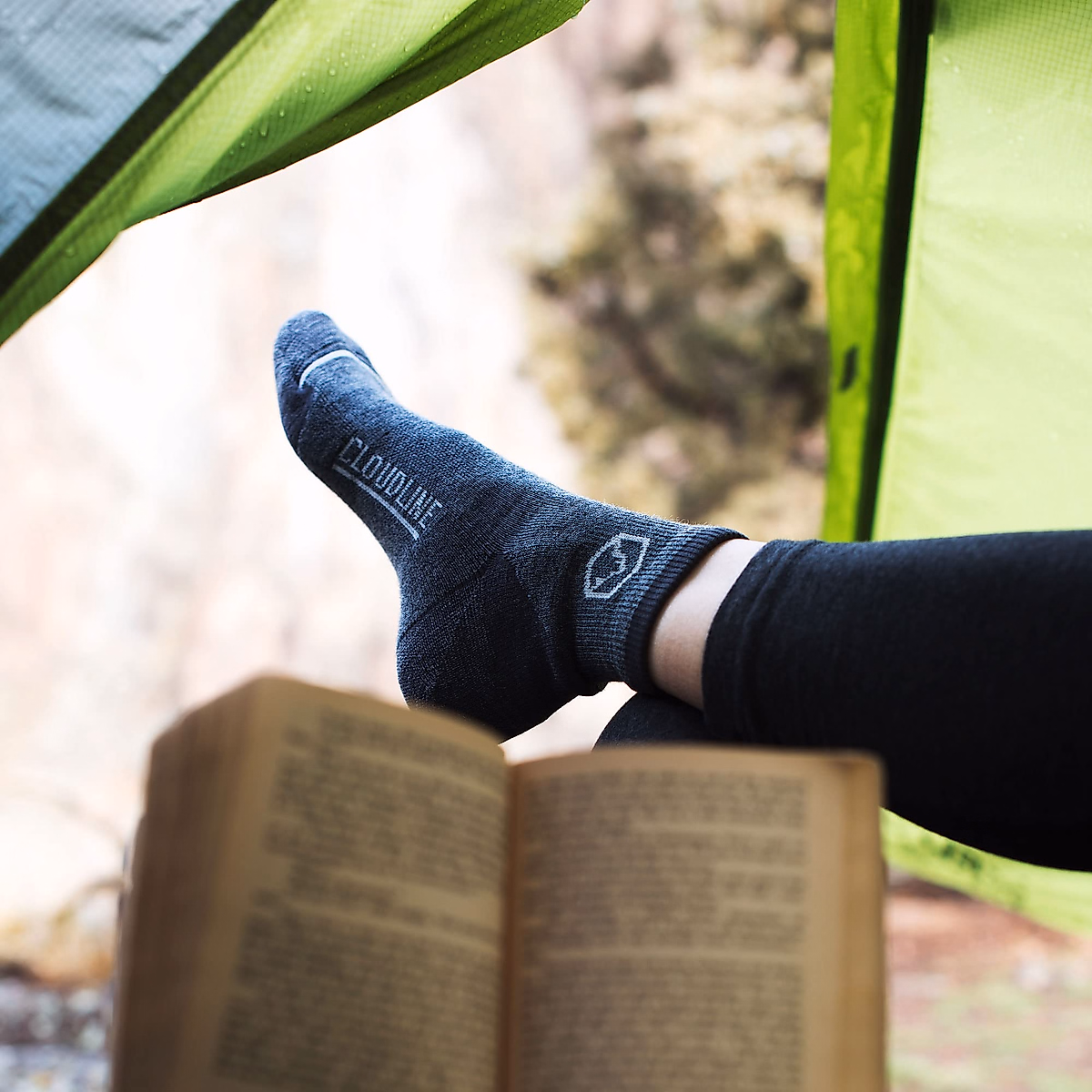 CloudLine Merino Wool Running Socks for Men and Women - Light Cushion, Breathable, Moisture Wicking, Made in USA - Granite, Size Large, 1 Pair