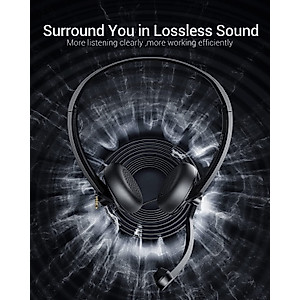 FEABASK USB Headset with Microphone for PC Laptop - Wired Computer Headphones with Noise Cancelling Microphone for Home Office Online Class Skype Zoom Meetings,in Line Mute Controls