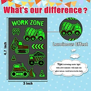 Leesgel 30 Sheets Mixed Styles Luminous Tattoos for Boys Kids, Kids Birthday Party Supplies Favors Decorations Gaming Toys, Water Proof Dinosaur/Car/Space/Robot Temporary Tattoo Stickers