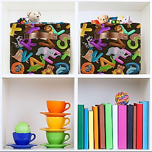 Animals Alphabet Storage Basket Bins Foldable Laundry Hamper Toy Storage Bins Box Organizer for Home Boys Girls Office Closet Shelf Nursery Baskets,1 pcs