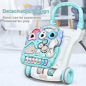 BABY JOY Sit-to-Stand Learning Walker, Kids Activity Center, Entertainment Table w/Lights & Sounds, Music, Detachable Panel, Educational Push Toy for Babies, Toddlers