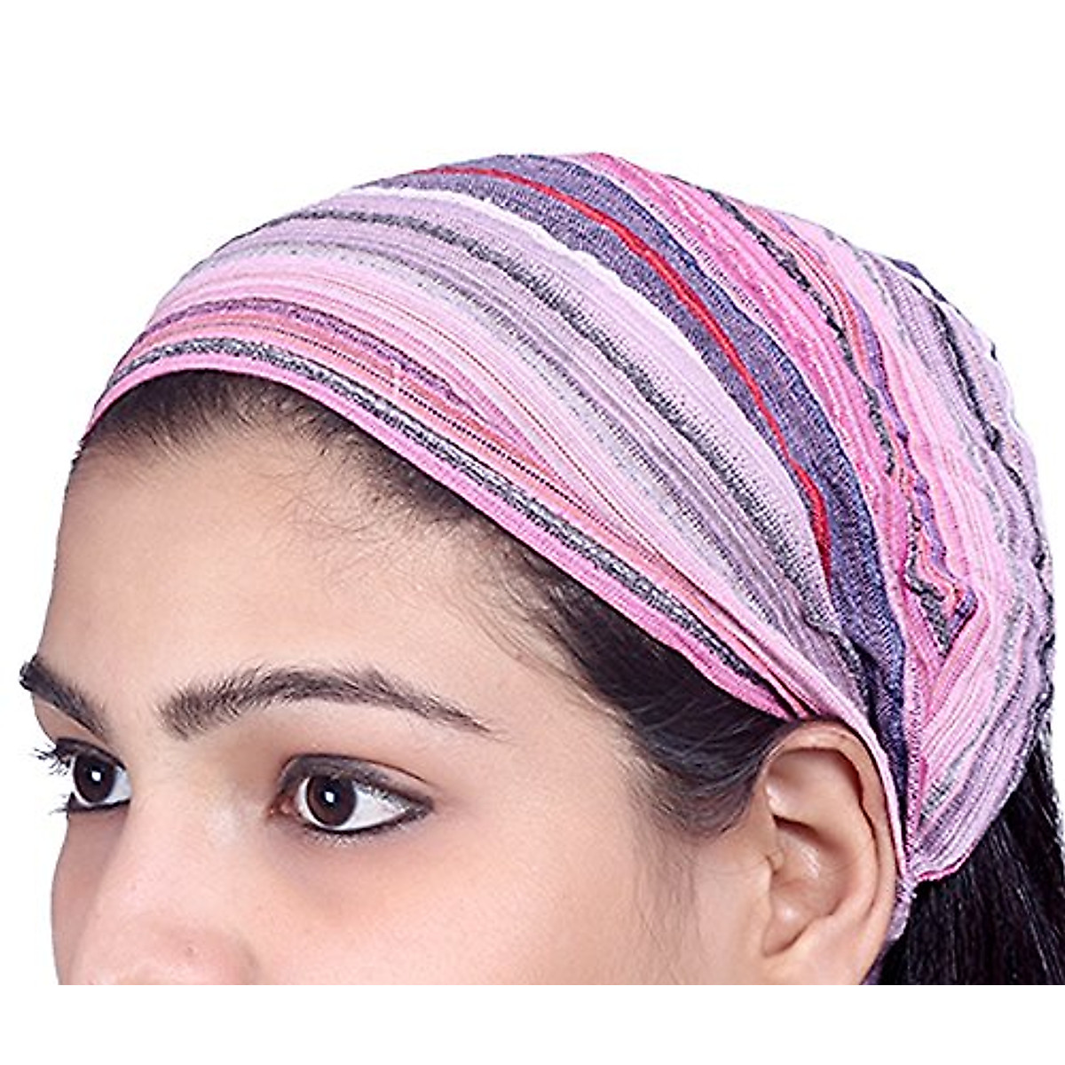 SARJANA HANDICRAFTS Lot 10 Pieces Womens Mens Cotton Headband Striped Hairband Bandana Wrap Band (Multicolored (Assorted))