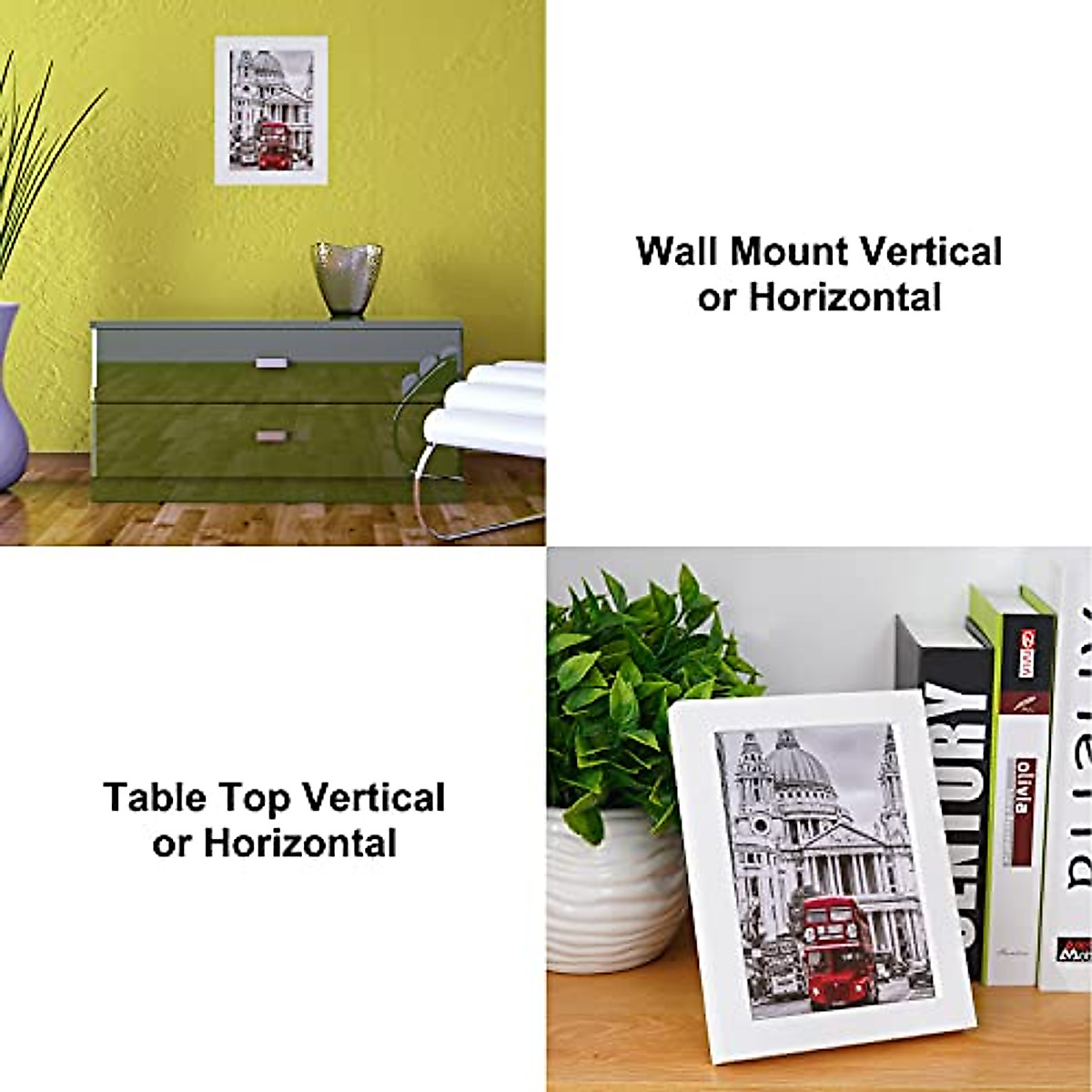 Charein 5x7 Picture Frame Set of 10, Made of solid wood for Tabletop and Wall Mounting Display, Classic Photo Frame for Home Office Wall Gallery Decor, Display for Wall Artwork, photographs, White