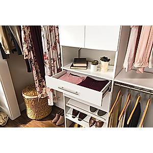 ClosetMaid SuiteSymphony Wood, Add On Accessory, Modern Style For Storage, Closet, Clothes, Size Units, Pure White/Satin Nickel, 25-Inch X 5-Inch Drawer