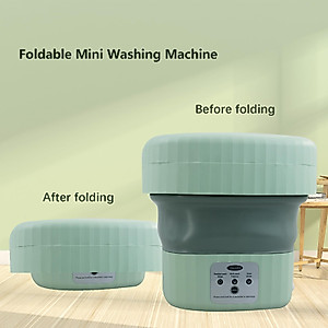iVOLCONN Portable Washing Machine, Foldable Mini Washer Machine with Drainage Basket for Baby Clothes, Small Items, Underwear or Socks, Suitable for Apartment, Laundry, Camping or Travel (Green)