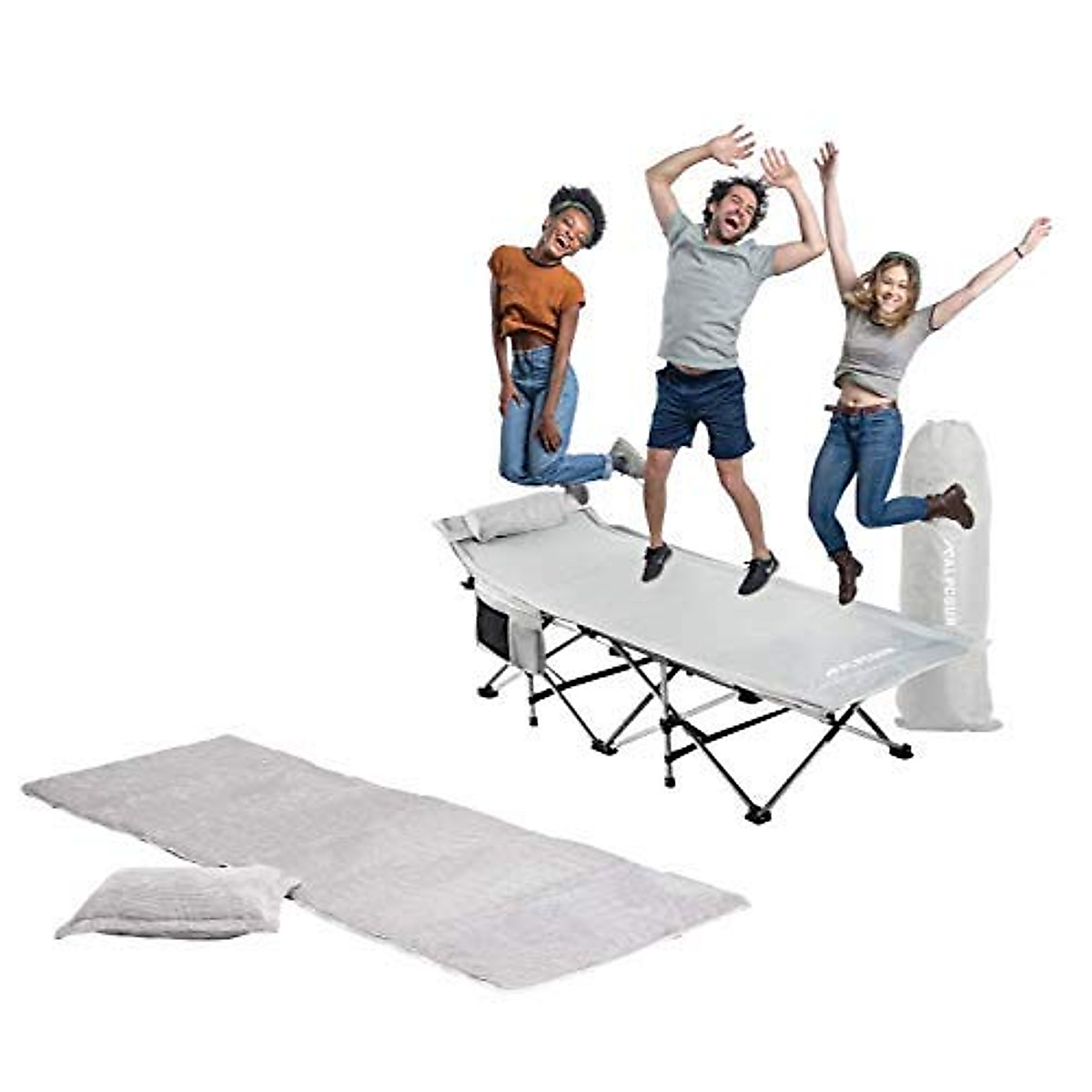 Alpcour Extra Large Folding Camping Cot with Mattress Pad and Pillow