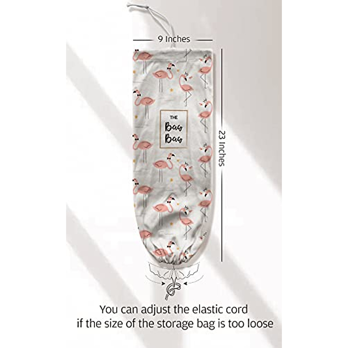 Cut Plastic Bag Holder and Dispenser, Grocery Shopping Bags Carrier, Garbage Bag Organizer for Kitchen,Flamingo Home Kitchen Décor, Housewarming Gifts for women Family Friends, 23x9 inch