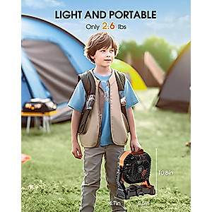 DOWILLDO 20000mAh Battery Operated Portable Fan - Rechargeable Outdoor Camping Fan with LED Lantern, Personal Cooling Fan for Bedroom with Cold Air, Table Fan for Travel, Hiking, Fishing, Picnic