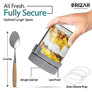 BRIZAR Overnight Oats Containers with Lids Glass - Airtight Overnight Oats Jars & Recipe Book - Overnight Oats Container for Food Storage, Oatmeal, Chia Pudding, Fruit, Yogurt - 2 Pack, 10 oz