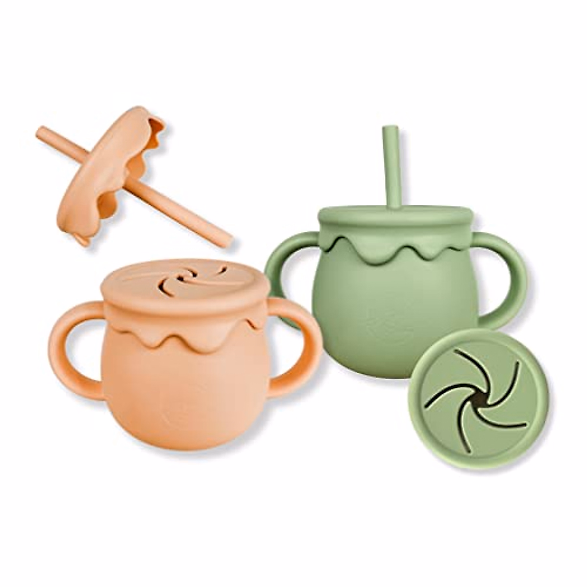 Eco Mama Shop 3-in-1 Silicone Snack/Sippy Cup: Baby Food Storage Containers, Toddler Cups, Snack Containers & Snack Cups for Toddlers 6+ Months, Sippy Cups for Baby 6 Months & Travel Snack Container