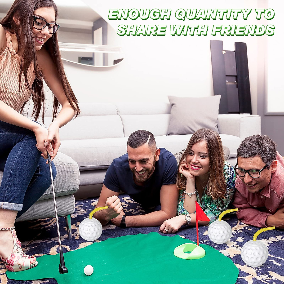 Golf Ball Cups with Lid and Straw - 14 oz Plastic Party Favors, Shaped Decorations for Drinking, Themed Parties (12)