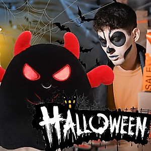 ARELUX Cute Ghost Plush Pillow,Soft Black Devil Pillow Stuffed Animals Plushies Kawaii Doll Toy Funny Room Decor Birthday Friends Family Member 18in