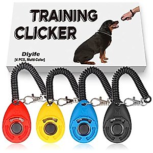Diyife Dog Clicker, [4 PCS, Multi-Color] Training Clicker with Wrist Strap for Dog Cat Horse,