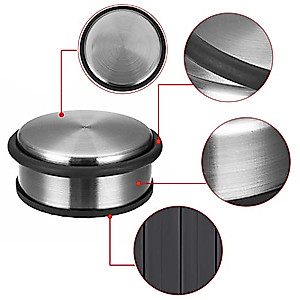 Sumnacon 2Pcs Heavy Duty Door Stoppers No Drill, Sturdy Stainless Steel Floor Door Stops with Anti-Skid Rubber - Decorative Metal Doorstops for Home Office Commercial Industrial, Silver