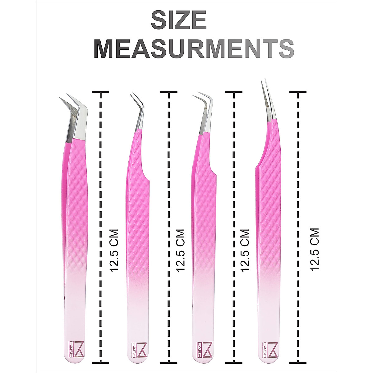 M LASH - V3 Tweezer Set Diamond Grip NANO Fiber Tip - Volume & Classic Eyelash Extensions - Japanese Steel Lash Tool (PW-Ombre)