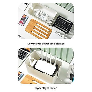 VBESTLIFE Large Space Router Storage Box with Multi Hole Bit, Cover, Neat Organization for Router, TV Box Components, Media Equipment