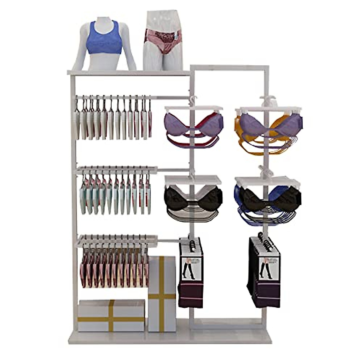 Household Products Clothing store commercial shelves Floor-standing display rack for underwear, socks, accessories, scarves, gloves, Lingerie standing bra panties underwear stand shelves, White