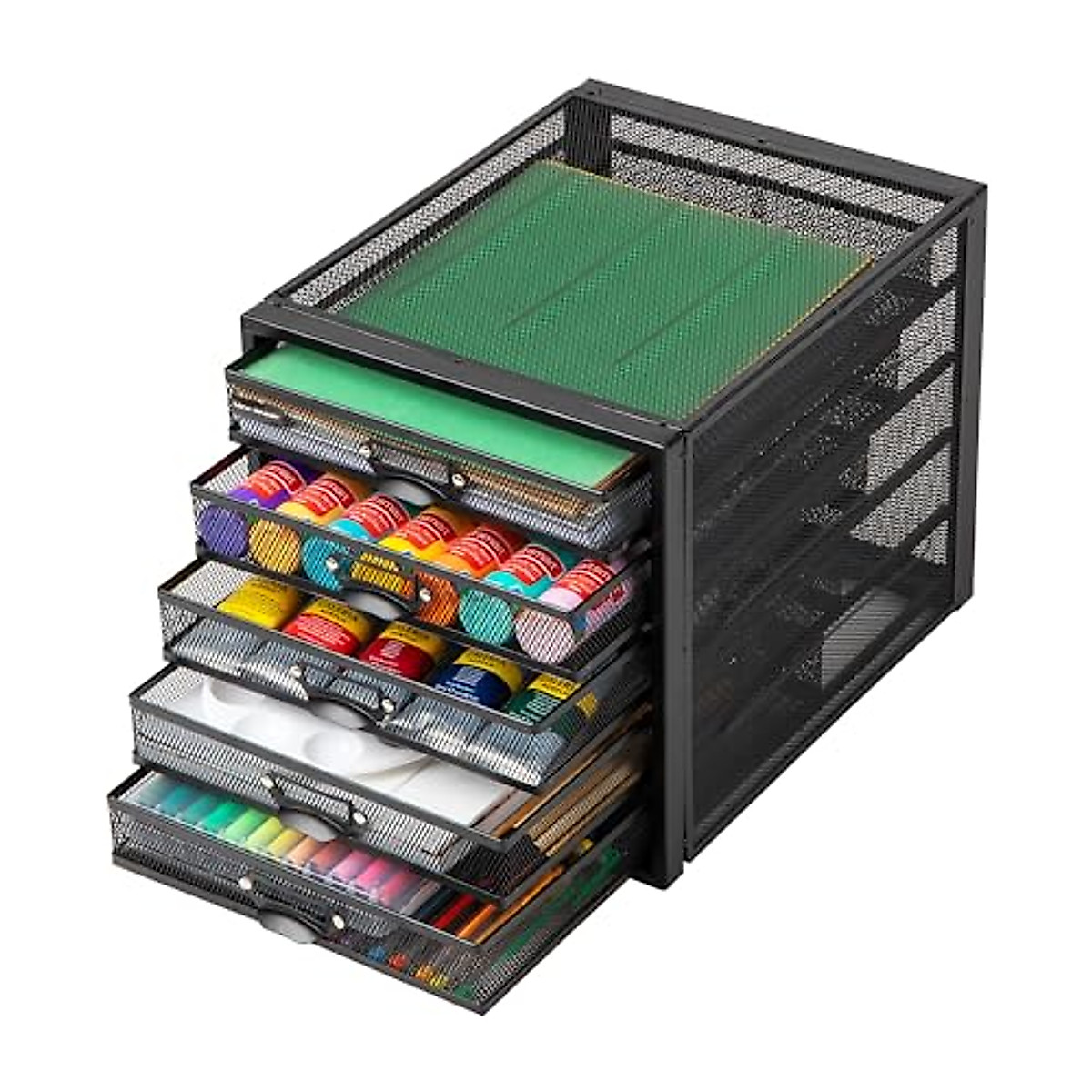 Mind Reader File Storage Drawers, Desk Organizer, Multi-Purpose, Crafts, Office, Metal Mesh, 11"L x 14"W x 11"H, Black, 5 Drawer