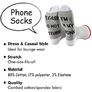 TSOTMO Phone Socks Make Phone Calls Gift Video Telephone Gift Phone Lovers Gifts I'M On My Phone Socks For Men Women (Phone Socks)