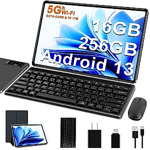 Tablet Android 13 Tablet PC 11 inch tablet Latest with 16GB+256GB+1TB Expand, 8600mAh, Support, Octa-Core 2.0 GHz, 5G WiFi, Dual Camera, Bluetooth 5.0, HD Screen Tablet with Keyboard and Mouse - Grey