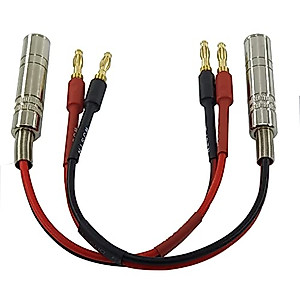 WJSTN 1/4 TS to Banana Plug Speaker Cable 6.35 mm 1/4" Female to Banana Plug Speaker Mono Adapter 8 inches 2pack